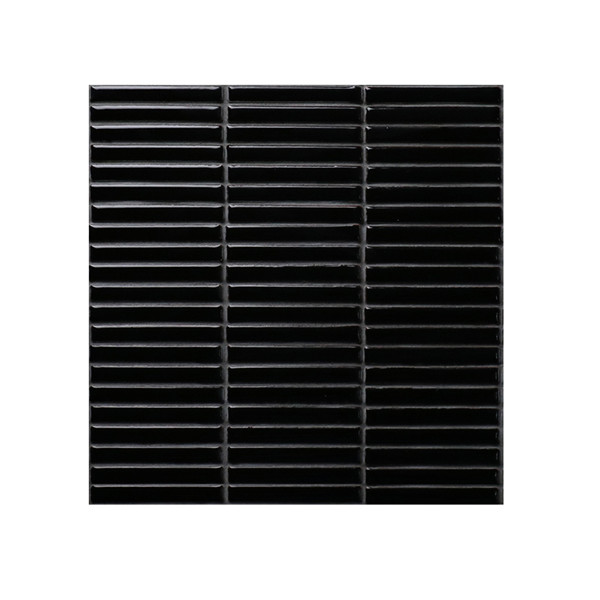 Premium Glazed Stackbond Ceramic Black Mosaic Backing Mesh