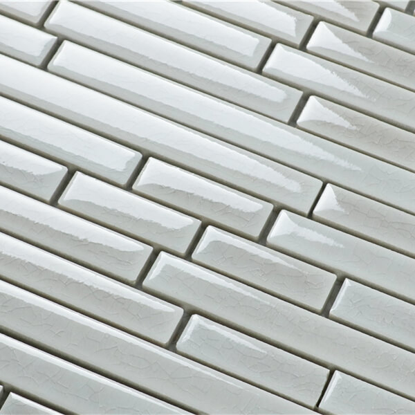 Irregular Shaped Crackle Ceramic Mosaic Tile Strip Wholesale China
