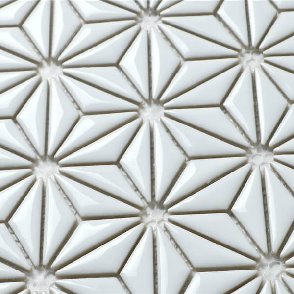 Triangle Flower Pattern Ceramic Wall Mosaic Tile Backsplash