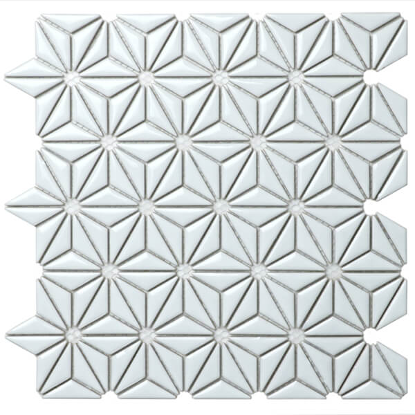 Triangle Flower Pattern Ceramic Wall Mosaic Tile Backsplash