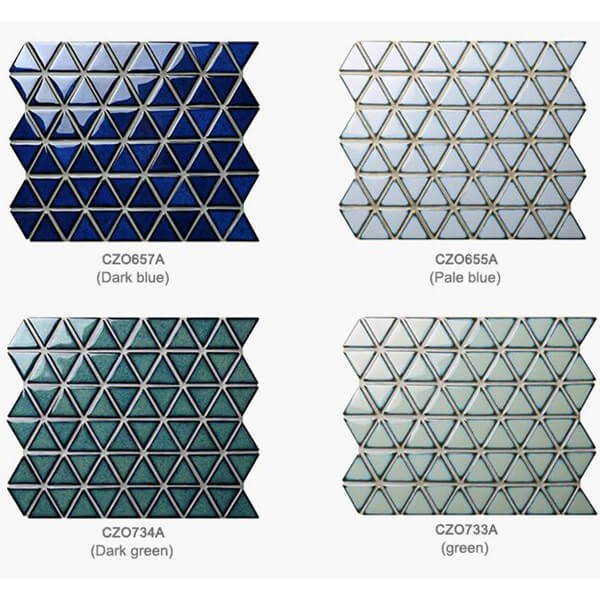 2" Triange Shape Porcelain Mosaic Tiles Blue Wholesale From China