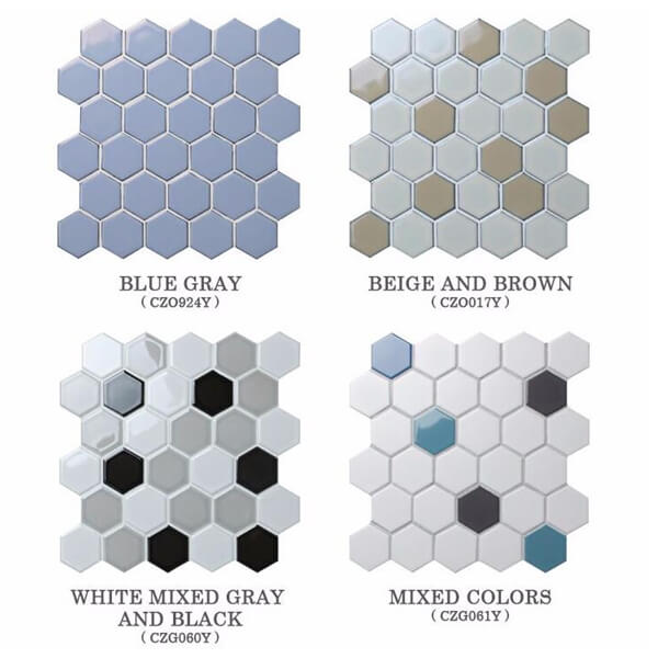 Popular 2'' Crystal Glazed Ceramix Hex Mosaic Tile Wholesale