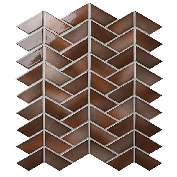 Gloss cappuccino brown color trapezoid designs mosaic wall tile for ...