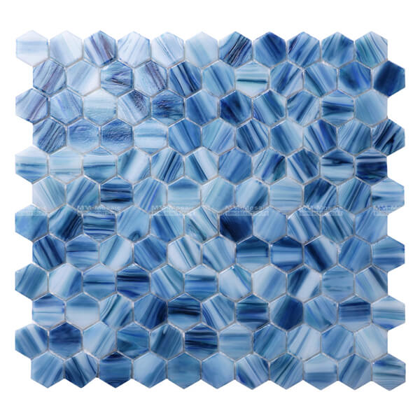 Villa outdoor hot melt glass mosaic manufacturer cobalt blue anti slip ...