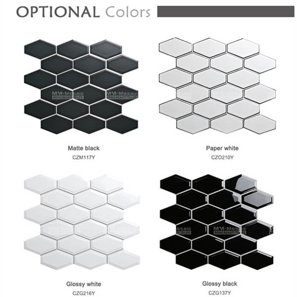 Long Hexagon CZM117Y, baño de baldosas hexagonales de color negro ...