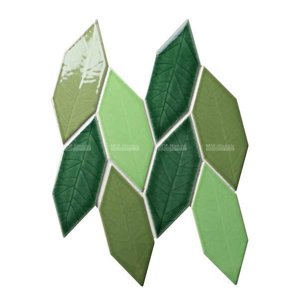 Wholesale Handmade Green Leaf Mosaic Tile Pattern for Backsplash | MM ...