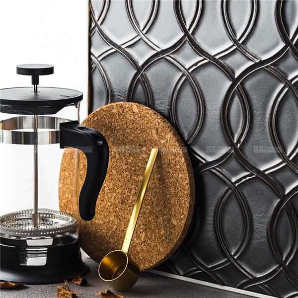 Black Glazed Handmade Tiles for Backsplash Kitchen Hotel Projects | MM ...