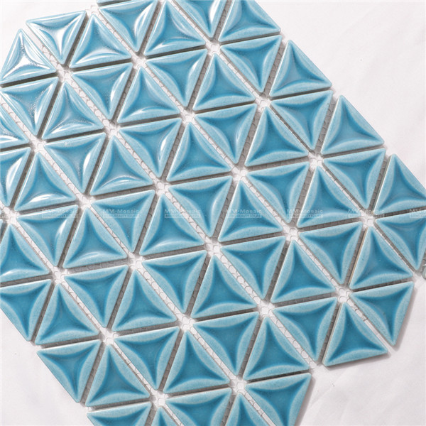OEM Accept Sky Blue Concave 3D Triangle Mosaic Tiles for Backsplash ...