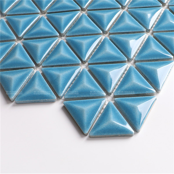 Blue Ceramic 3D Convex Triangle Mosaic Tiles for Kitchen Wall Project ...