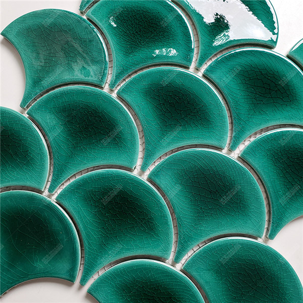 Wholesale Fish Scale Ceramic Mosaic Green Moroccan Tile for Kitchen ...