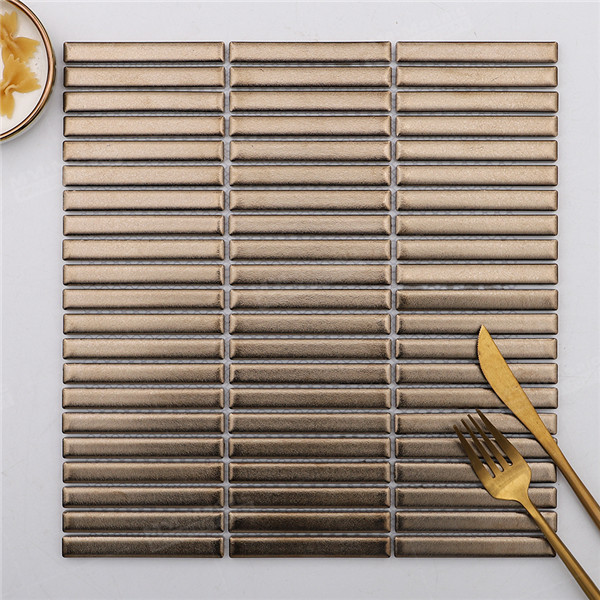 Wholeslae 12x92mm Kit Kat Ceramic Gold Metallic Mosaic Strip Tiles for ...