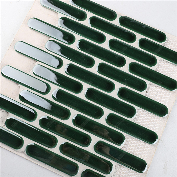 Wholesale Porcelain Oval Shape Dark Green Mosaic Tiles for Restaurant ...